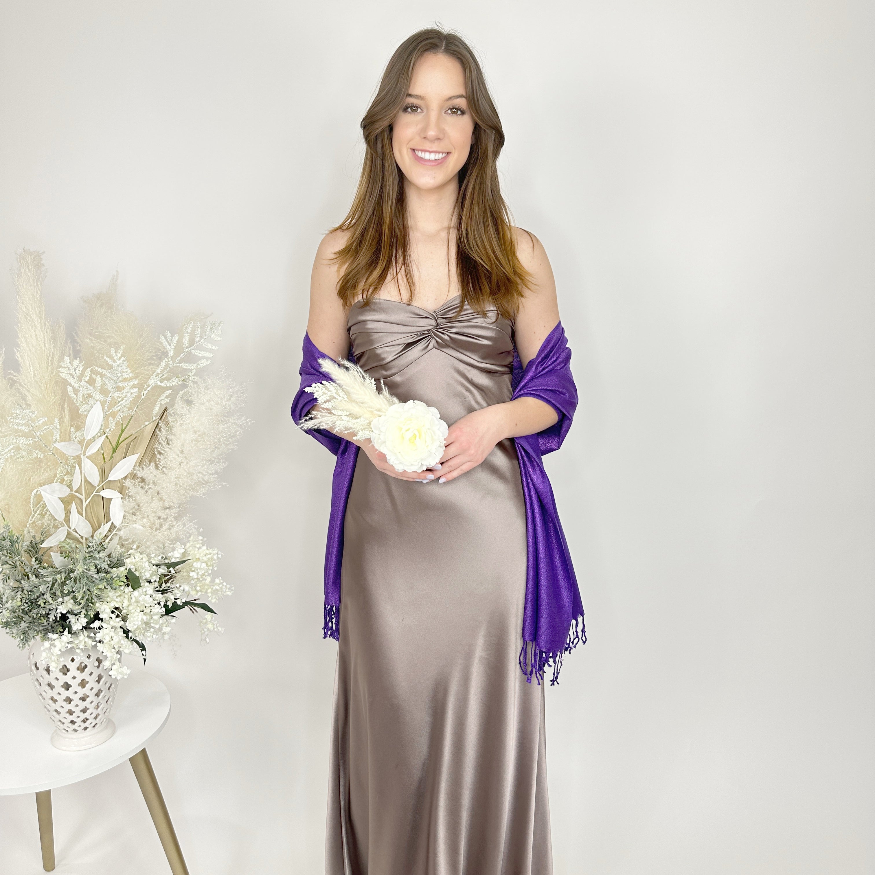 Copper Metallic Pashmina Scarf for Weddings