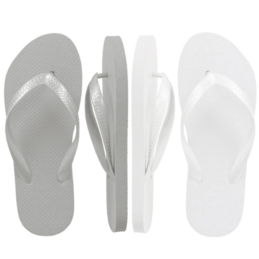 Silver & White Flip Flops in Bulk, 40 pairs